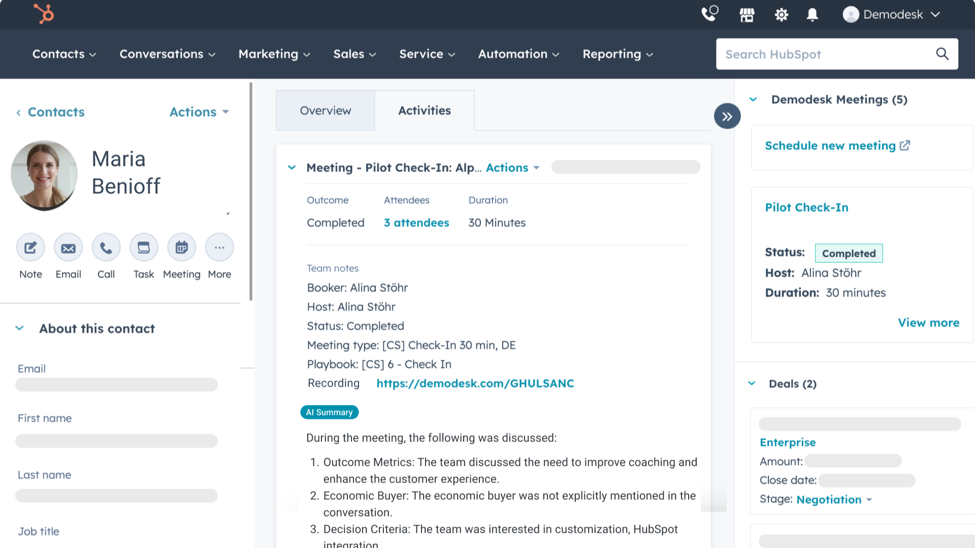 Demodesk HubSpot Integration | Connect Them Today